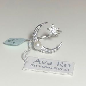 Ava Ro | Jewelry | Ava Ro 925 Silver Moon Star Cz Pearl Ring | Poshmark